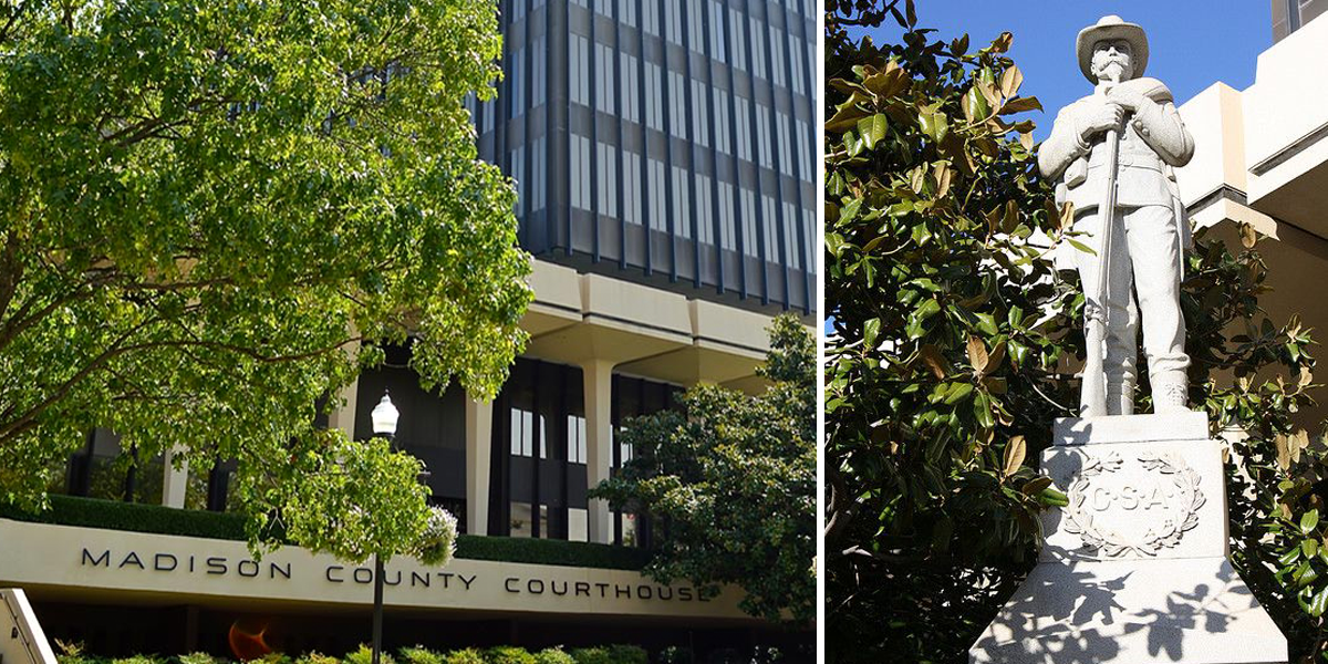 Confederate monument vandalized outside Madison County courthouse